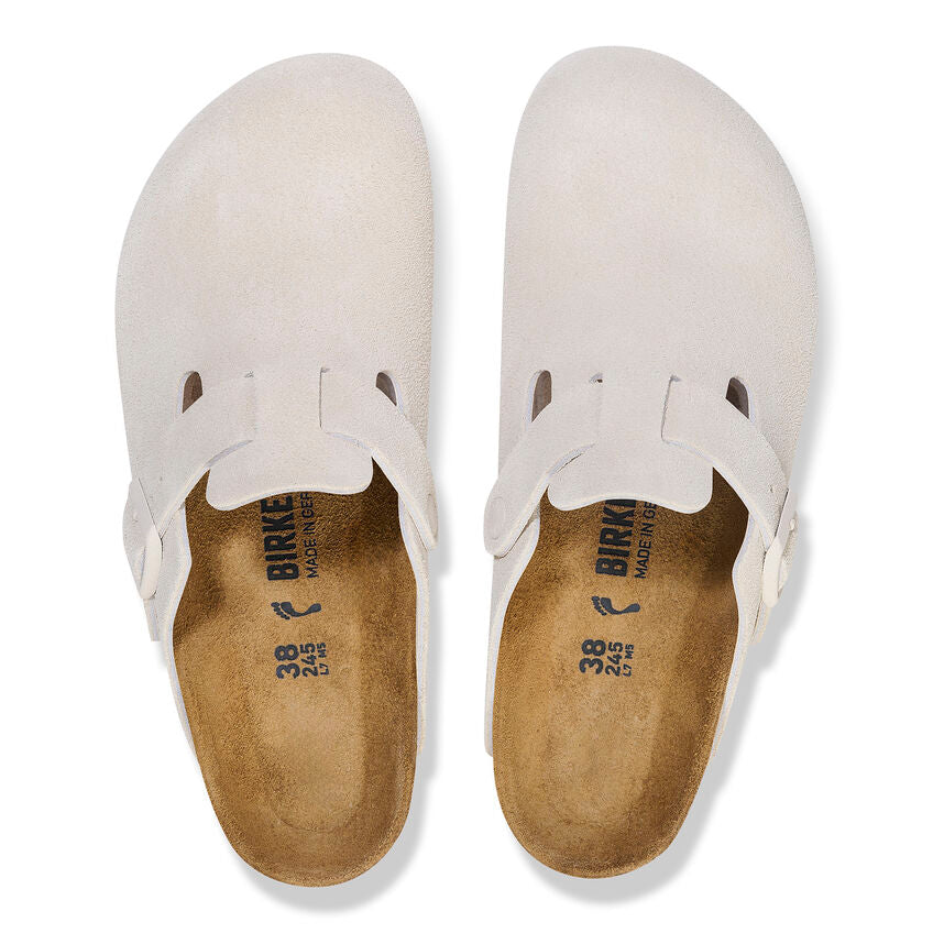 Birkenstock Boston Clog - Modern Suede Antique White 1024740 – Real ...